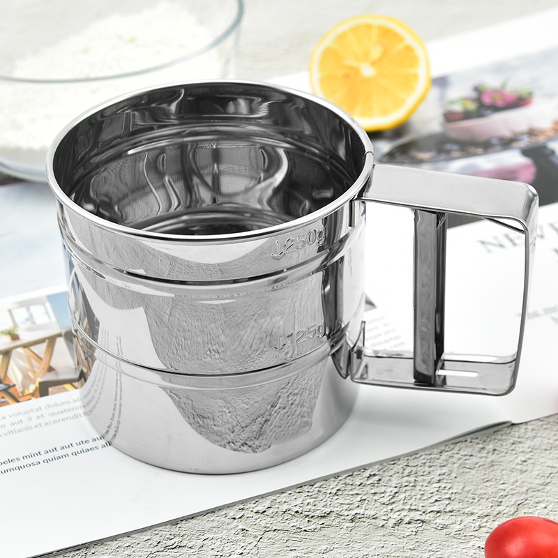 HY& Stainless Steel Flour Sifter Hand-Held Flour Sieve Cup DIYBaking ...