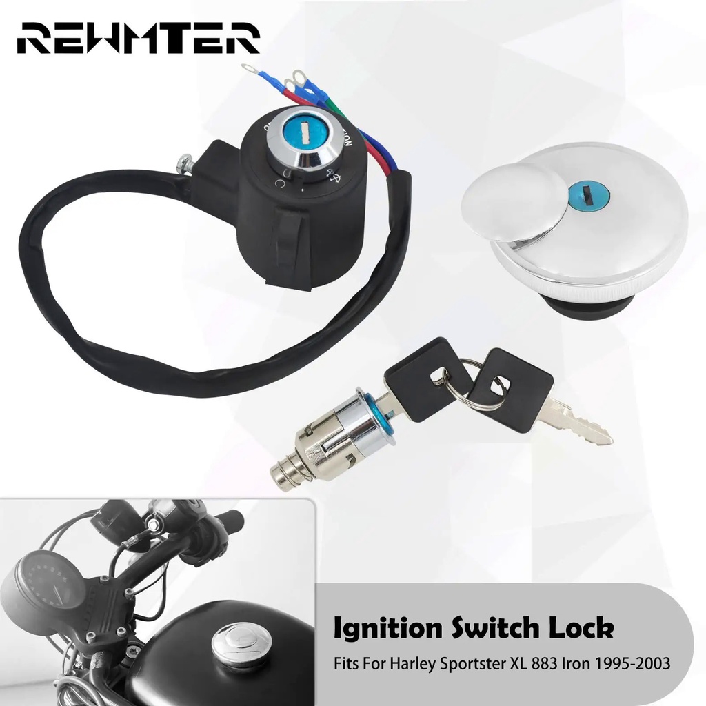 Motorcycle Fuel Gas Cap Cover Ignition Switch Lock W/ Keys Chrome For ...