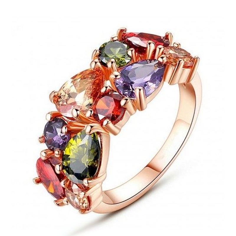 Colorful Zircon Ring Mona Lisa Classy Colorful Diamond Jewelry Ring ...