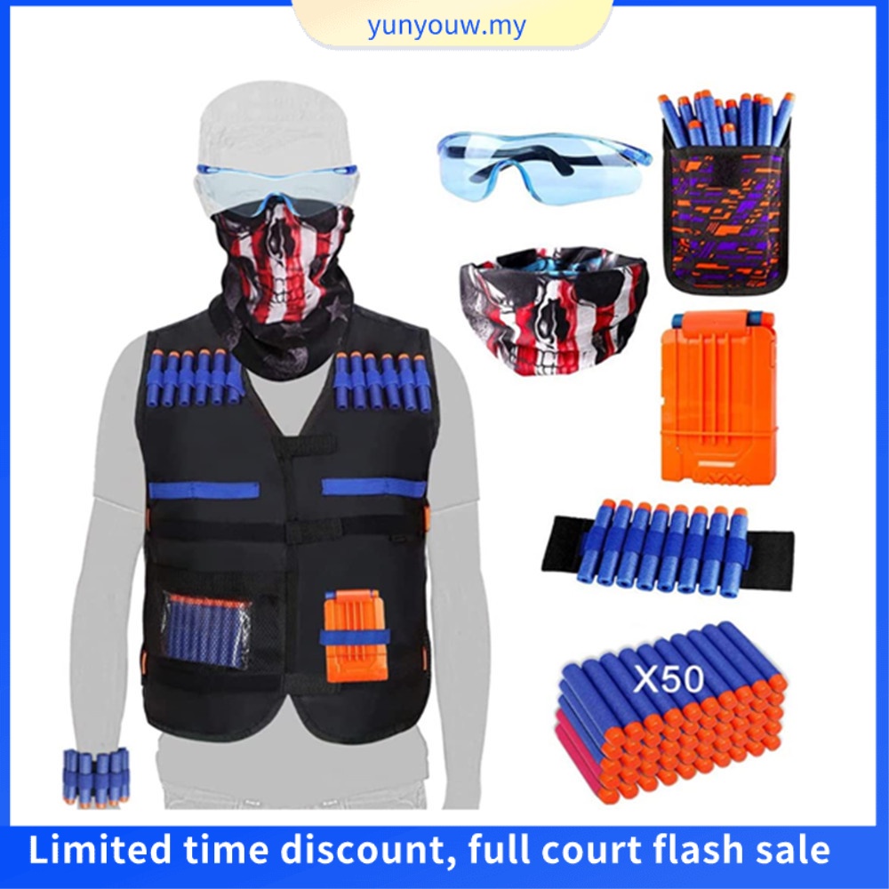 Black Thicken Tactical Vest Suit For Nerf Toy Guns Kids Shooting Games ...