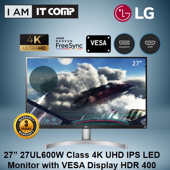 LG 27 Inch 27UL600W / 27UL600-W 4K UHD HDR 400 IPS LED Monitor ...