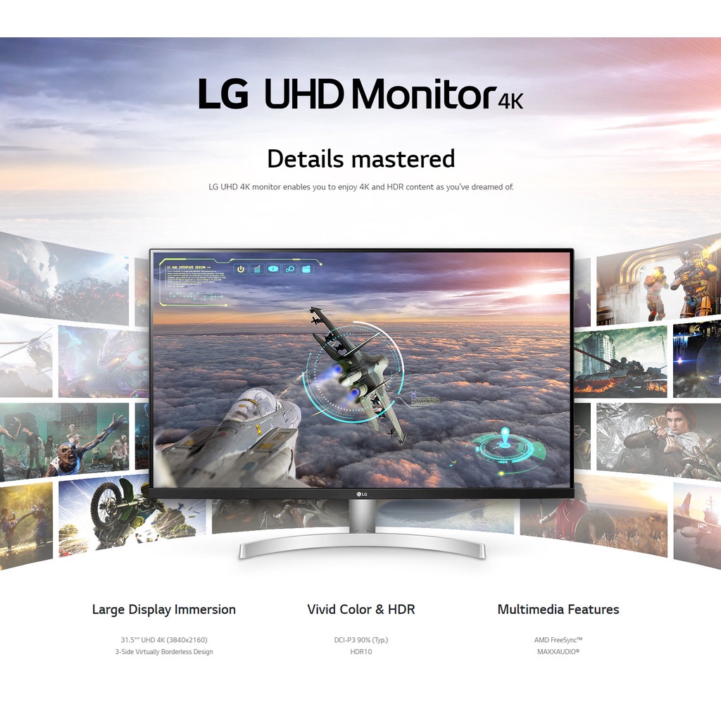 LG 32 Inch 32UN500W / 32UN500-W 16:9 UHD 4K HDR VA Monitor with ...