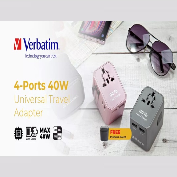 Verbatim 4 Ports Travel Charger 3 USB Ports & 1 Type-C - 45W Output ...