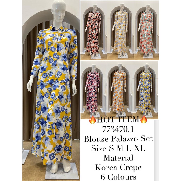 BLOUSE PALLAZO SET 7734 | Shopee Malaysia