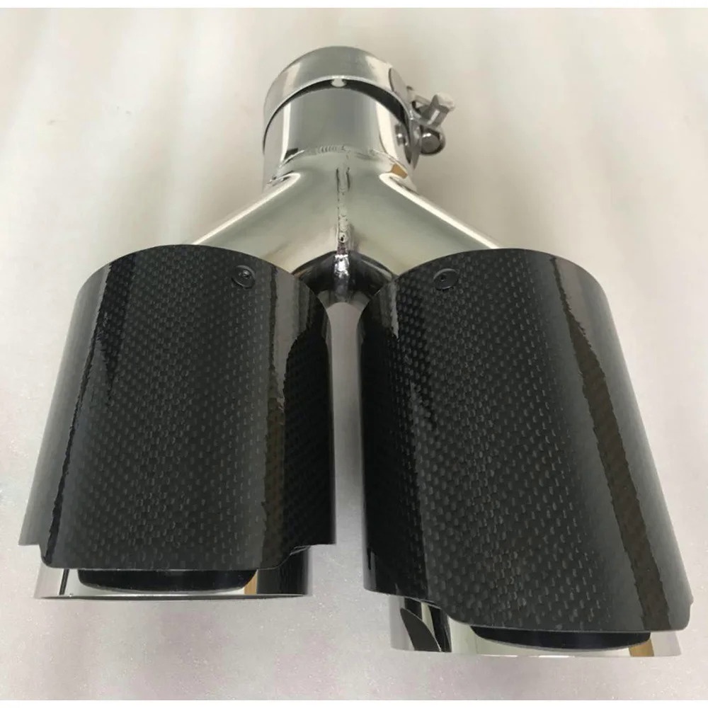 1PC Left Side car Model Dual Carbon fiber stainless steel universal ...