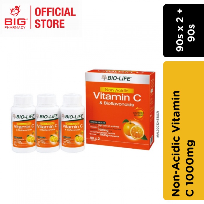 Biolife NON-ACIDIC VITAMIN C 1000MG 2X90S + 90S | Shopee Malaysia