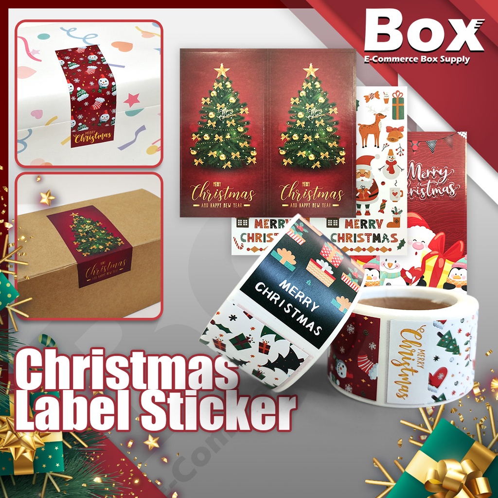 (Clearance) 25pcs Merry Christmas Sticker Waterproof Sticker Rectangle ...