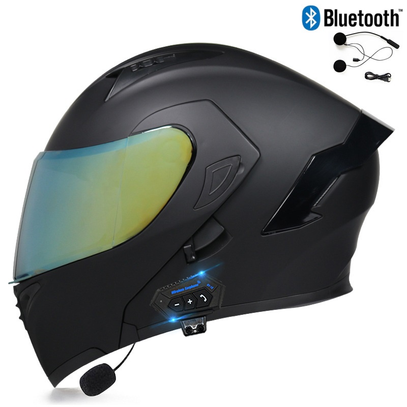 Men and Women Motorcycle Personality Blue Tooth Full Face Helmet ...