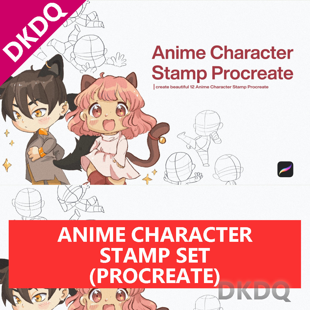 👾 PROCREATE Anime Character Stamp Set ATHENA0391 Illustration Cartoon ...