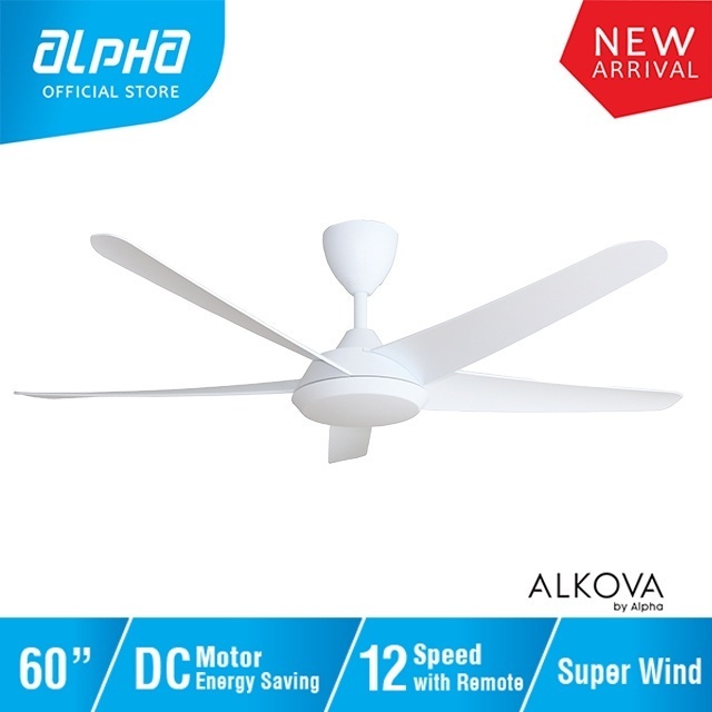 ALPHA Alkova RACER DC Motor Ceiling Fan with 5 Blades 12 Speed Remote ...