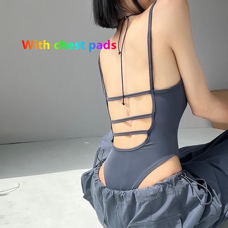 Sexy Hollow Out Beautiful Back Jumpsuit With Chest Pads Suspender 7257
