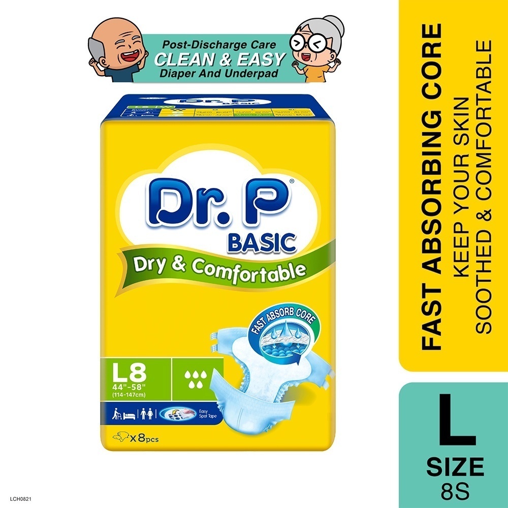 Dr.P Basic Adult Diaper L 8’s | Dry and Comfortable | Shopee Malaysia