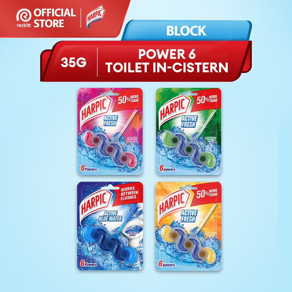 Harpic Fresh Power 6 Toilet In-Cistern Block Cleaner 35g [Sparkling ...
