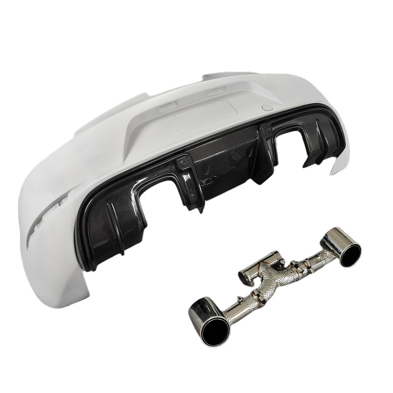 High quality semi carbon fiber A style rear bumper exhaust body kit for ...