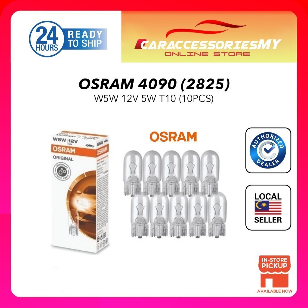 Original Osram 2825 W5W 12V 5W W2.1X9.5d T10 (4090) Auto Bulbs - 10PCS ...