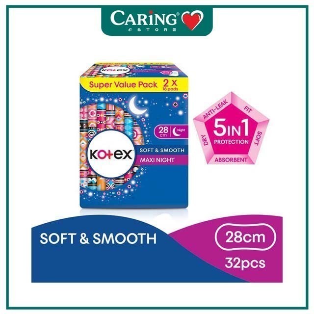 KOTEX SOFT & SMOOTH PAD OVERNIGHT NON WING 28CM 16S × 2 | Shopee Malaysia
