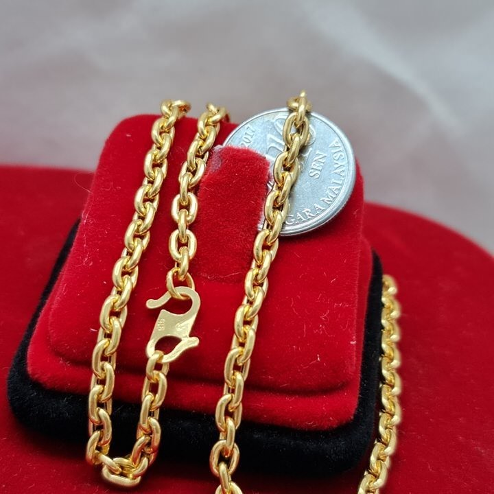 Emas916, R. Leher Sauh Hollow Bulat Wanzi Licin 0.4cm Kt 8629 P394 52.5 60 67.5 | Shopee Malaysia