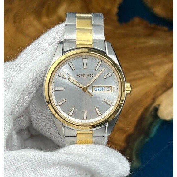 Seiko SUR446P1 Two-Tone Gold Stainless Steel Analog Quartz Men's Casual ...