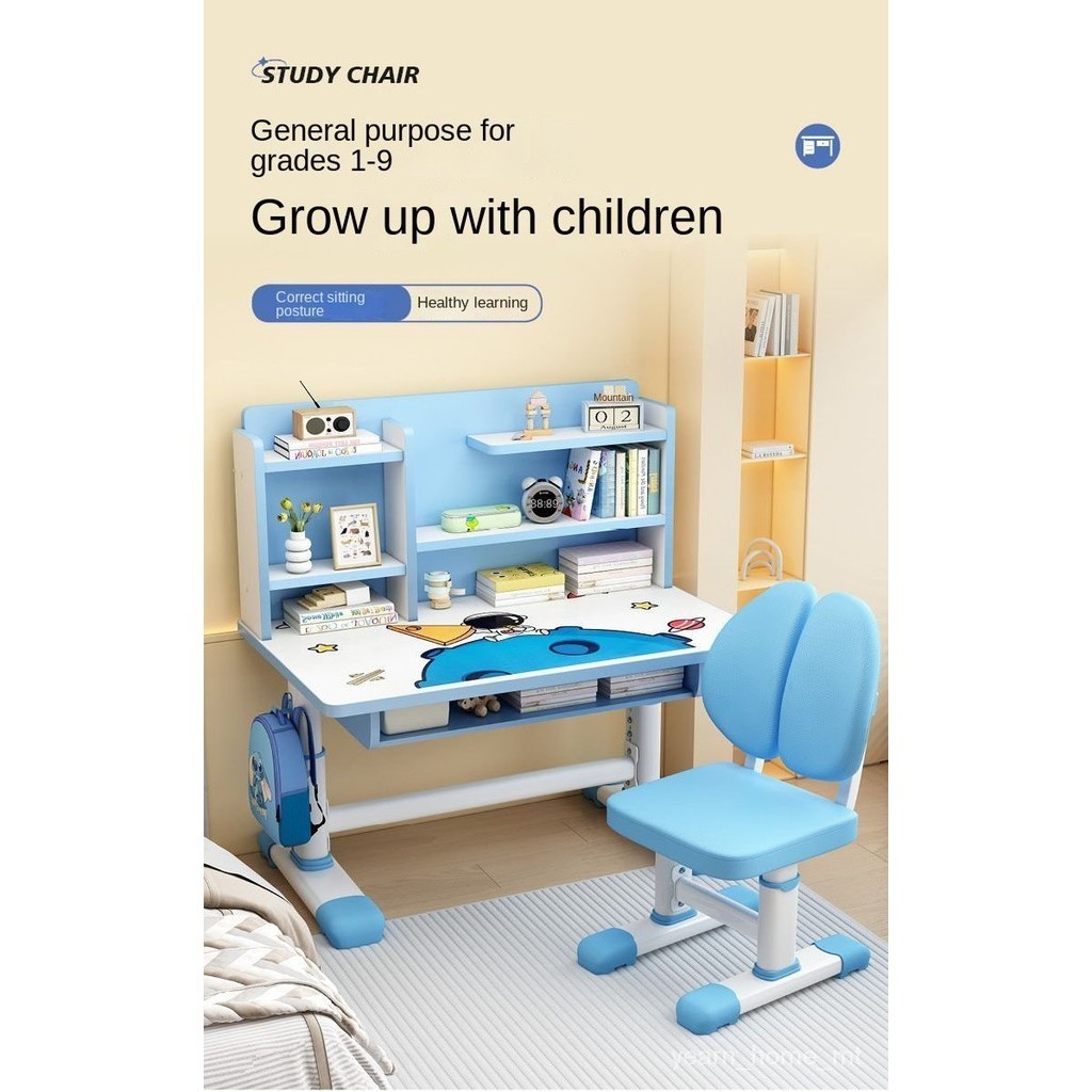 Adjustable Study Table and Chair Set for Kids Home Children School Desk ...