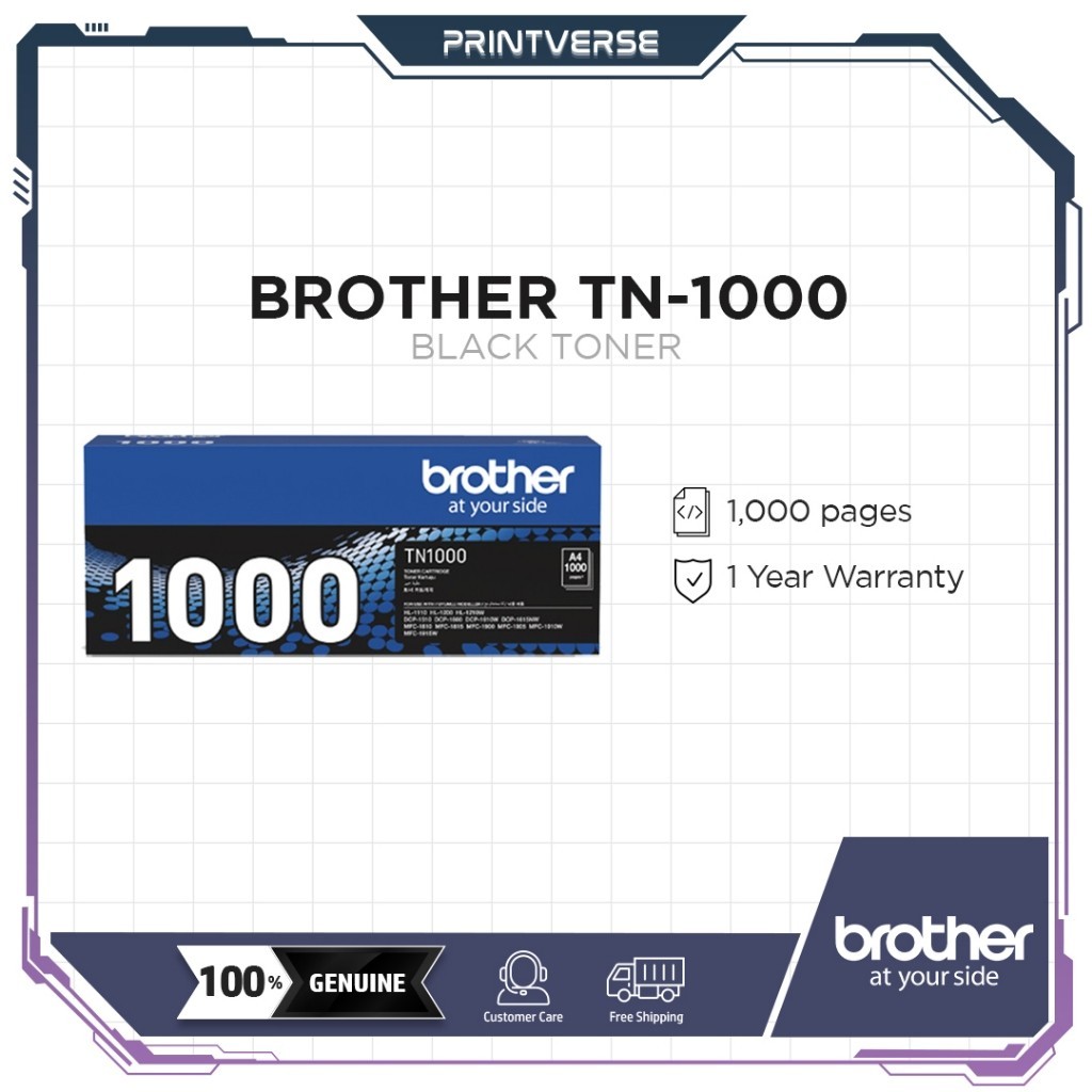 Brother TN-1000 TN1000 Original Laserjet Mono Toner Cartridge / 1k ...