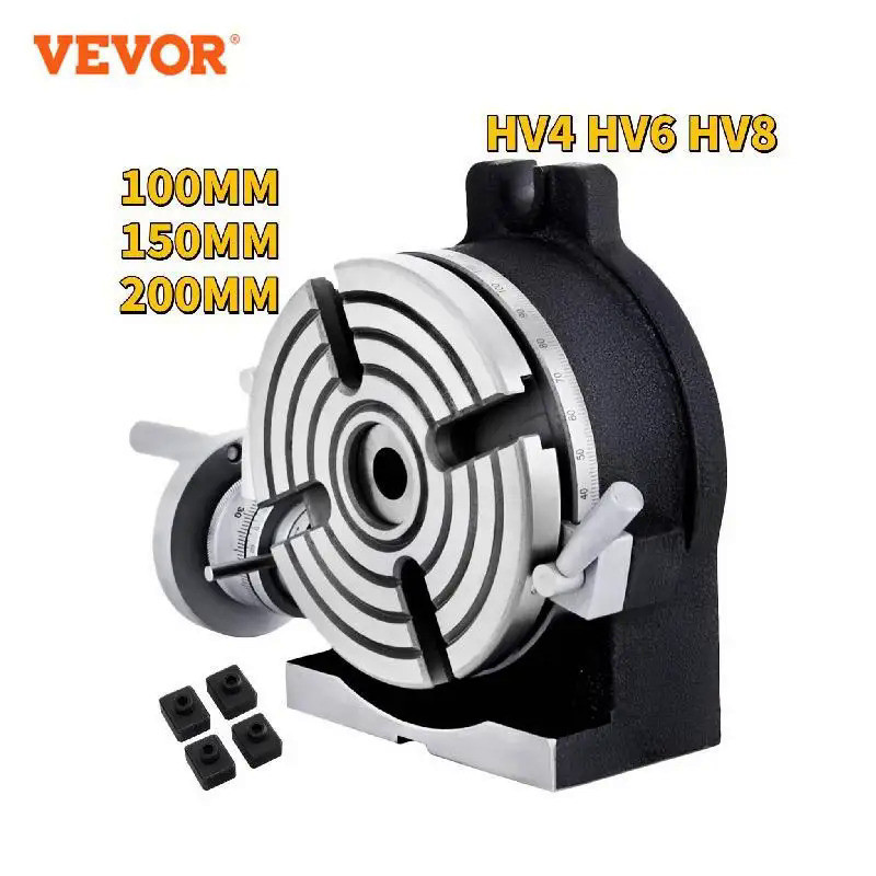 VEVOR Vertical & Horizontal Milling Machine Rotary Table 100MM 150MM 200MM HV4 HV6 HV8 Working ...