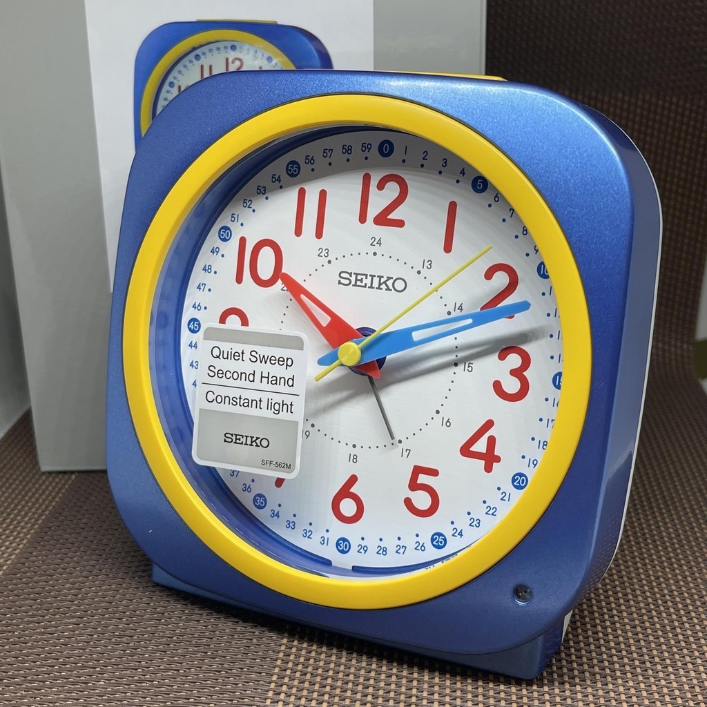 Seiko Clock QHE200L Quiet Sweep Silent Movement Constant Light Alarm ...