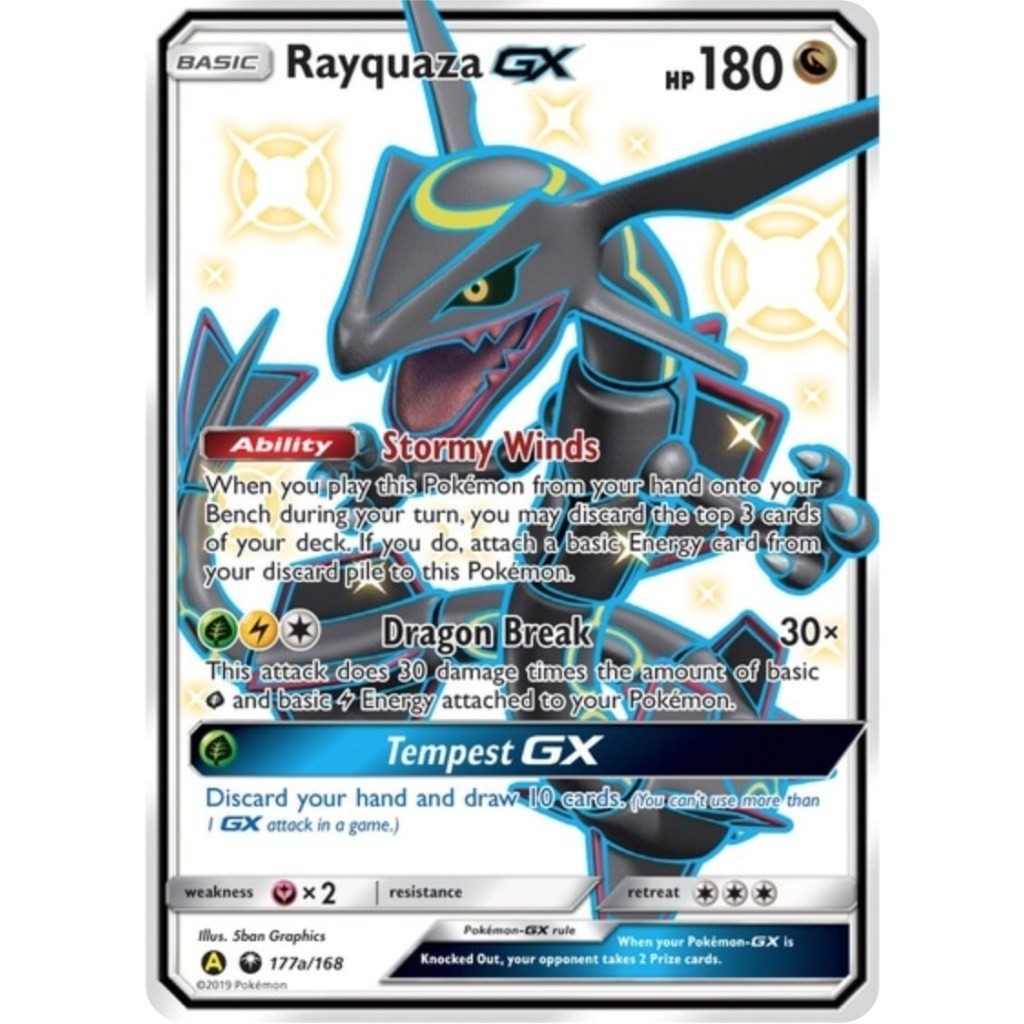 Hidden Fates Promo Shining Rayquaza GX 177a/168 Full Art Ultra Rare ...
