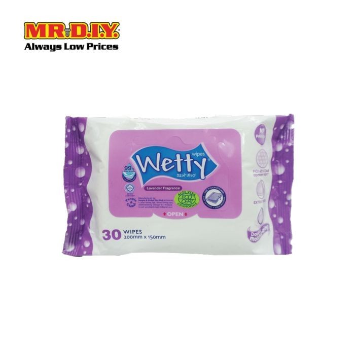 WETTY Wet Wipes Lavender 30 Sheet (30pcs) | Shopee Malaysia