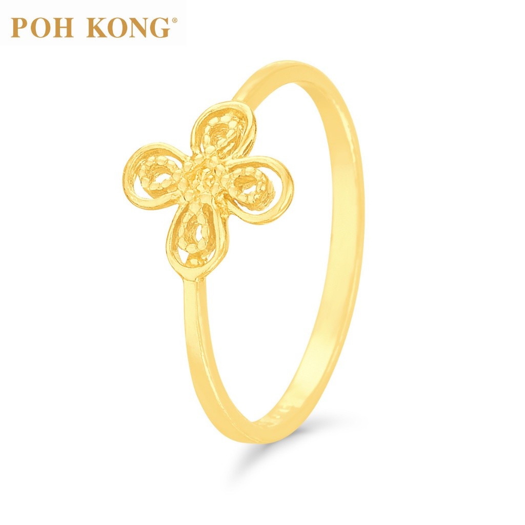 POH KONG 916/22K Gold Happy Love Lucky Clover Knot Ring | Shopee Malaysia