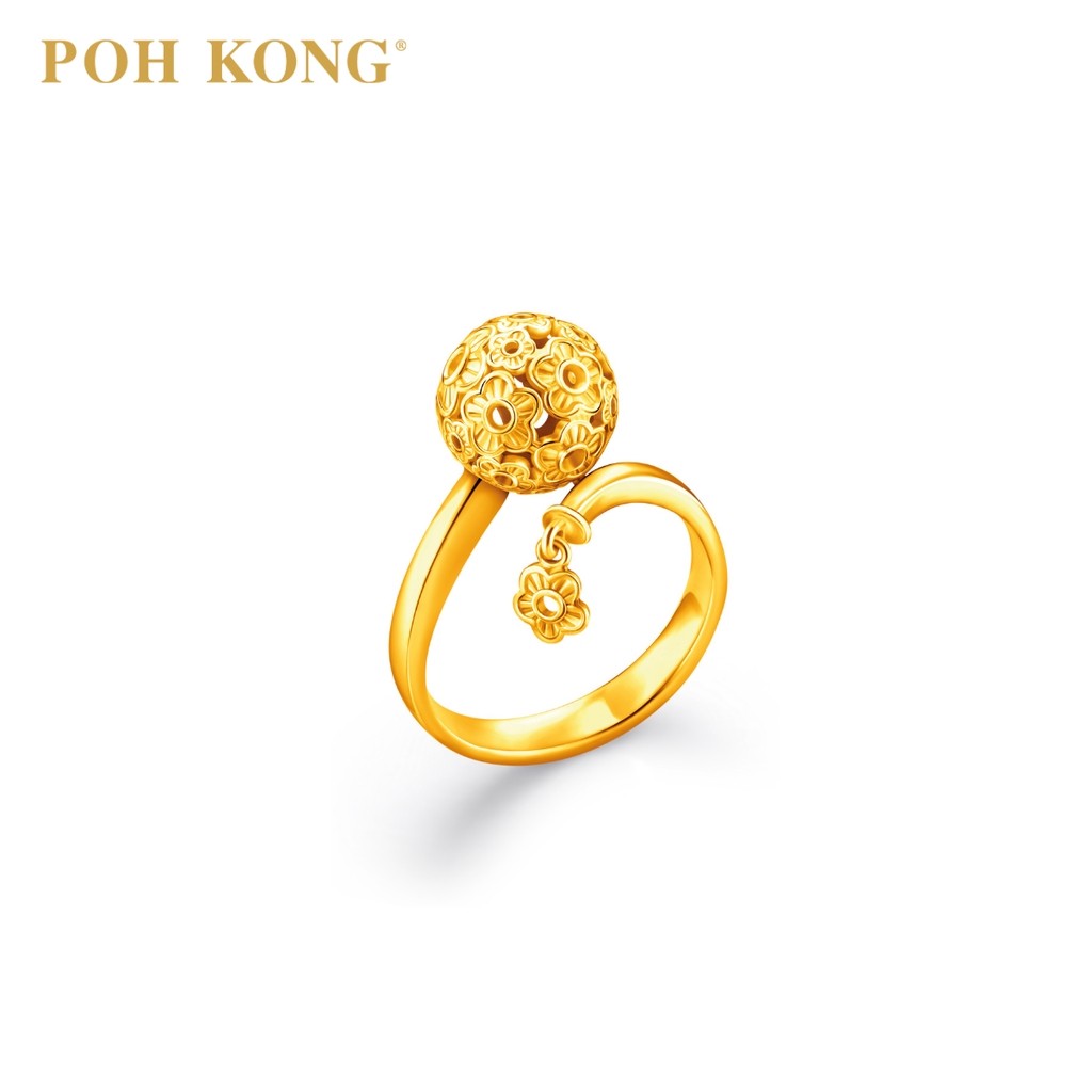 POH KONG 916/22K Gold Tranz Classic Collection Flowery Orb Ring | Shopee Malaysia