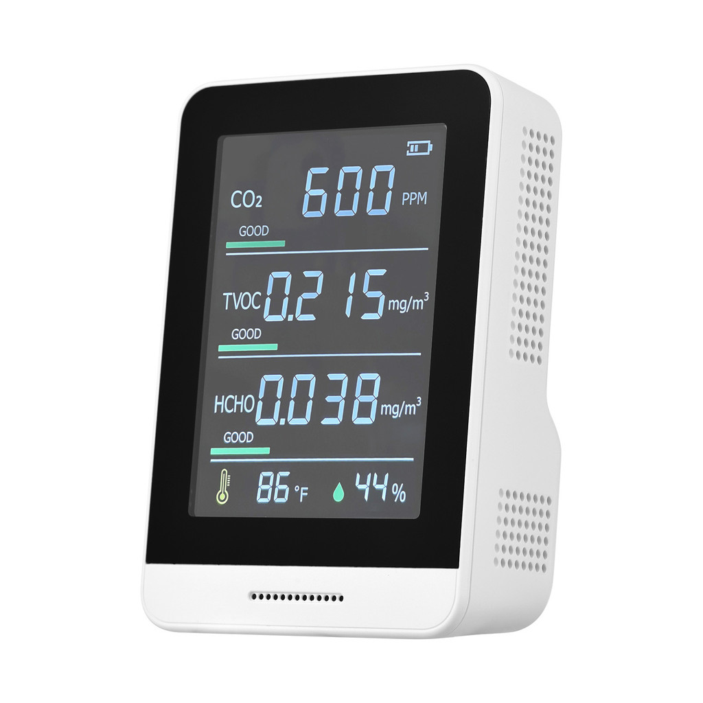 5 in 1 CO2 Meter Air Quality Monitor CO2 TVOC HCHO Temperature Relative ...