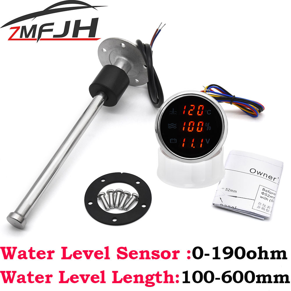 52mm 3 IN 1 Multi-function Gauge Water Temperature Meter+Voltmeter ...