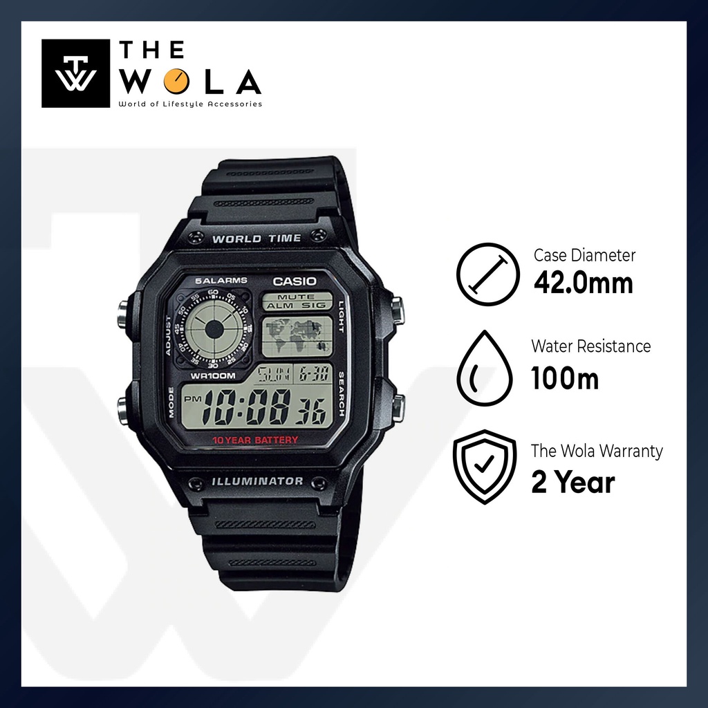 Casio AE-1200 (AE-1200WH / AE-1200WHB/ AE-1200WHD) Series Men's Digital ...