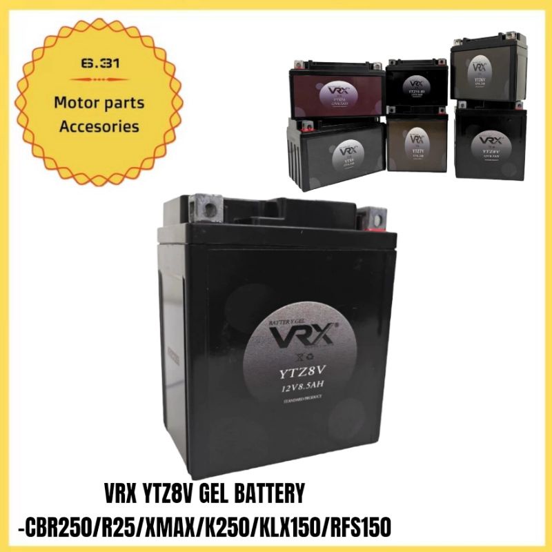ORIGINAL VRX YTZ8V YTZ8 BATTERY GEL YAMAHA R25 XMAX250 HONDA REBEL500 KAWASAKI ZZR K250 KLX150 ...