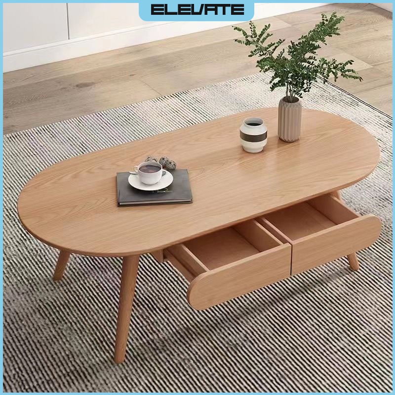 Nordic Japanese solid wood coffee table Oval small coffee table 茶几 桌子 ...