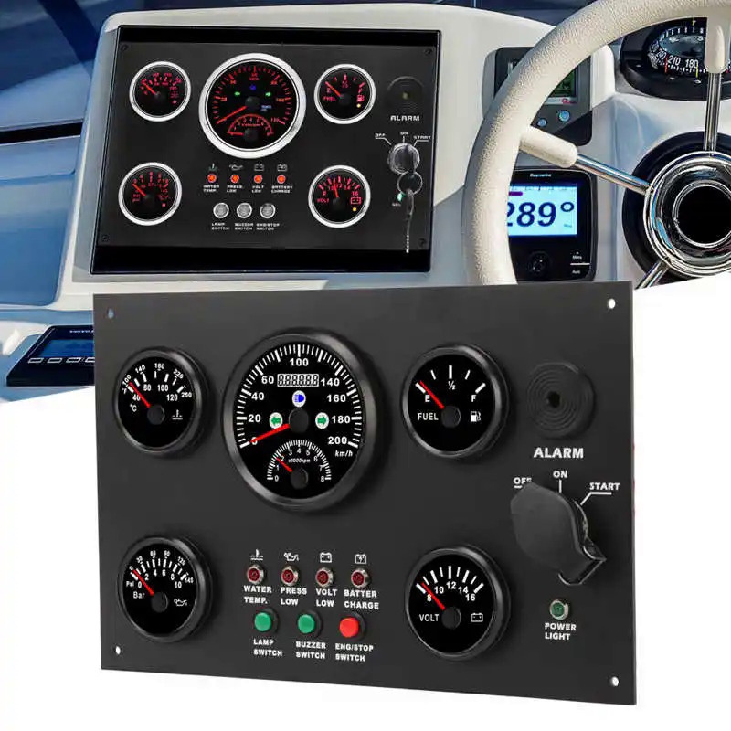Marine Instrument Panel with Red Backlit and Steering Indicator Oil ...