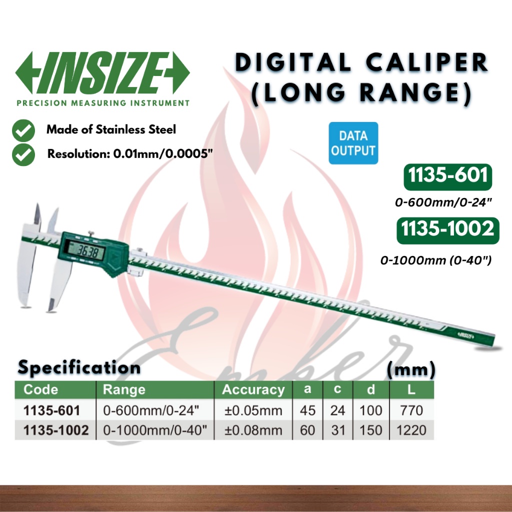 INSIZE Digital Caliper Series - Long Range, Jaw Length, Groove, Carbide ...
