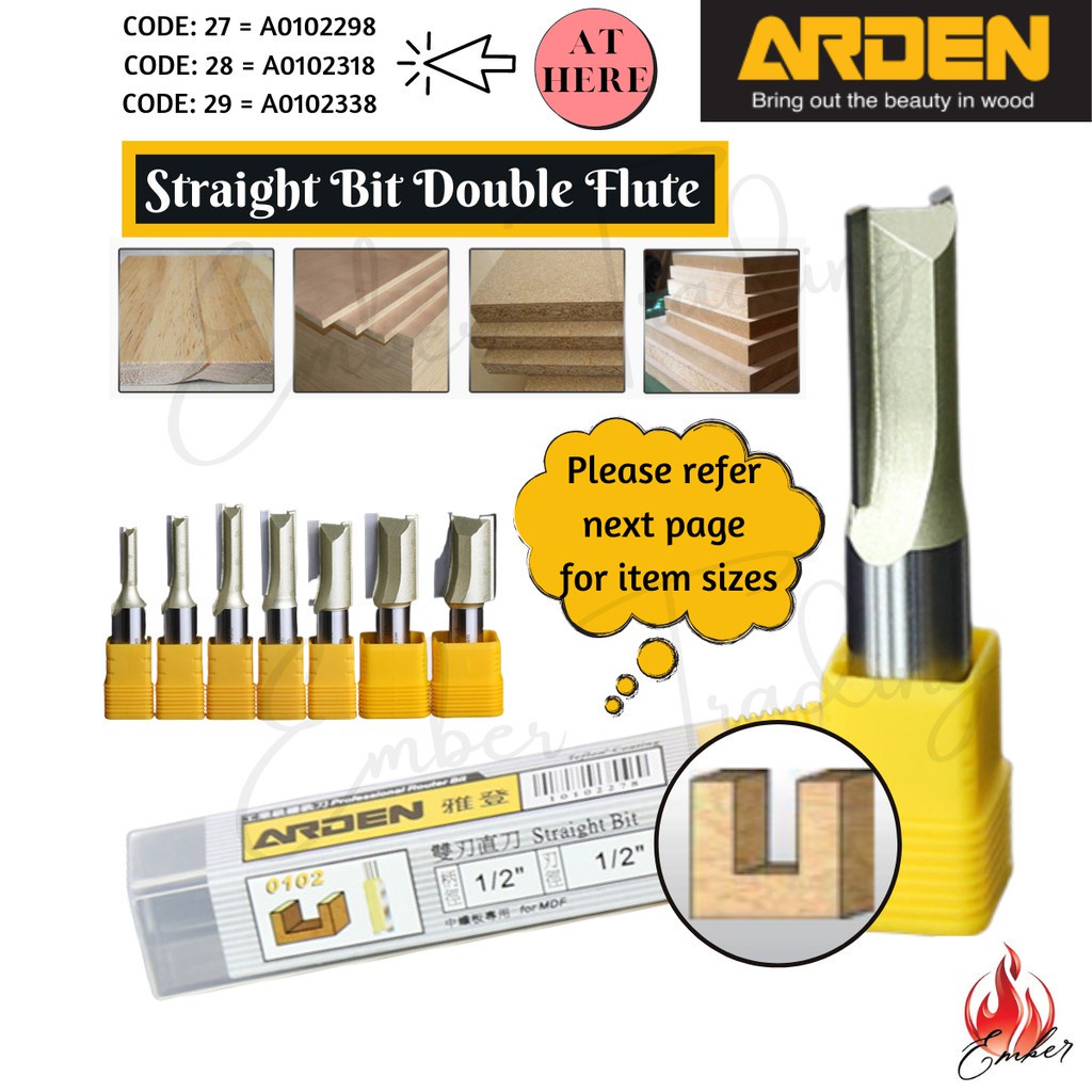 ARDEN Taiwan Router Bits Slotted Knife Metric Straight Bit Double Flute ...