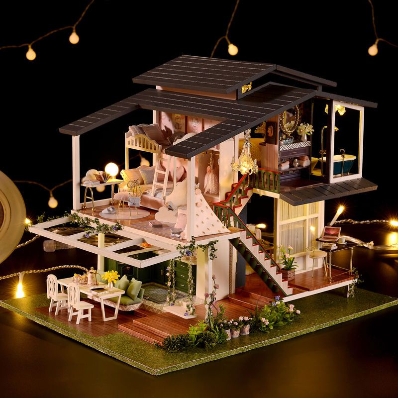 DIY Cabin Handmade House Assembly Model Villa 3D Puzzle Girl Children's ...