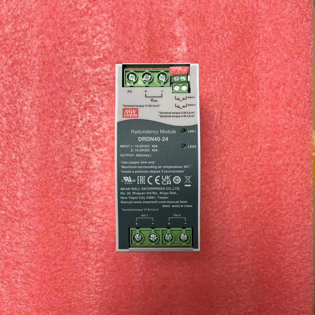 MEAN WELL DRDN40 Series DC12V 24V 48V 40A Redundancy Module DIN Rail Power Supply For Redundant ...