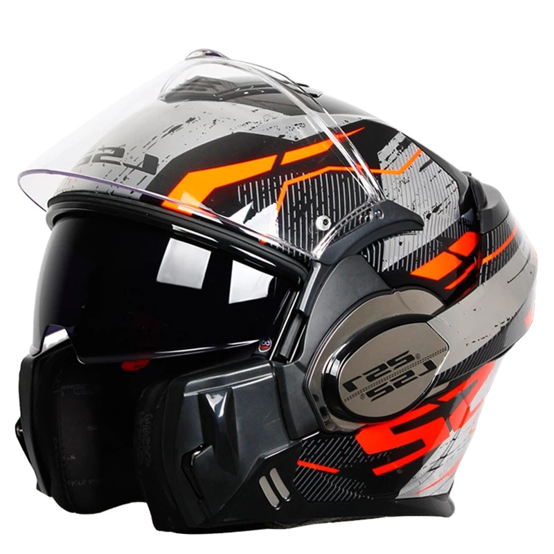 original LS2 Valiant helmet ls2 ff399 180 flip up Chrome-plated helmet ...