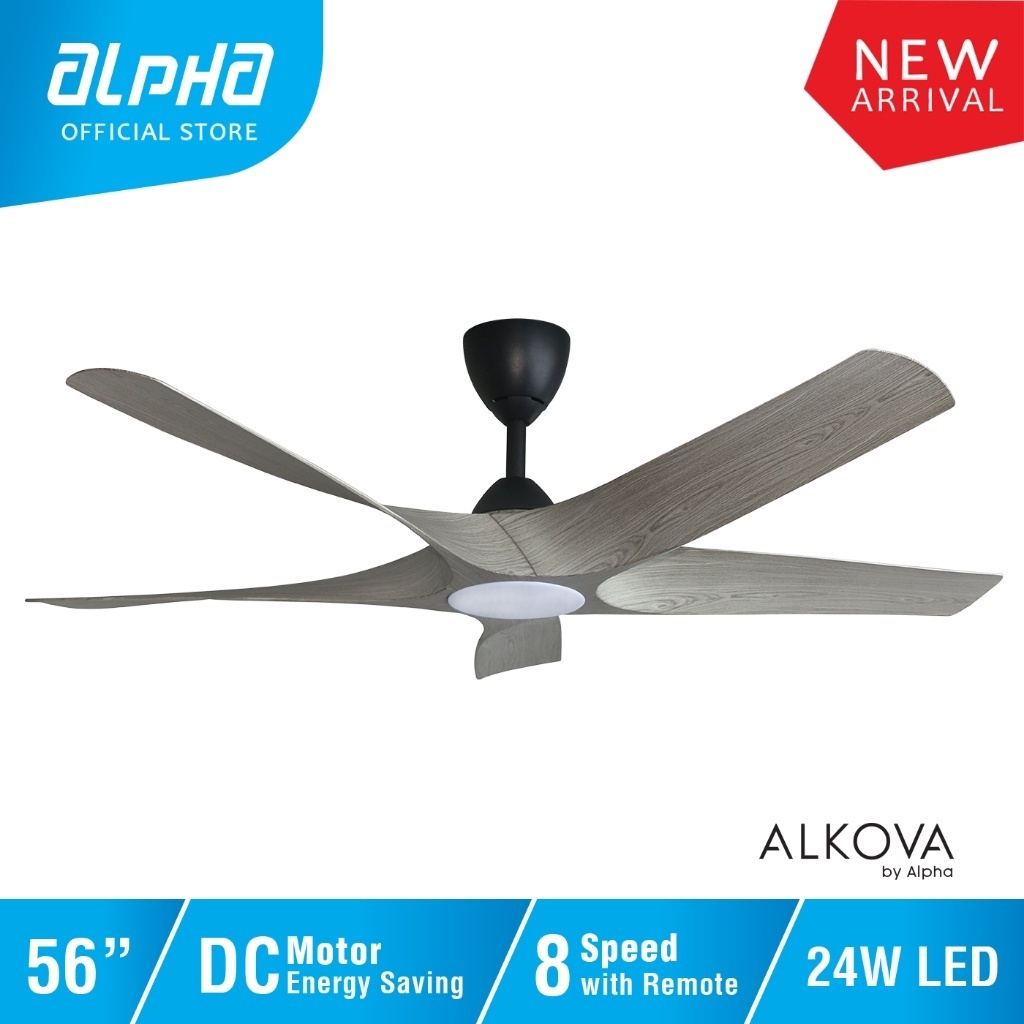 ALPHA Alkova AXIS LED DC Motor Ceiling Fan with 5 Blades 8 Speed Remote ...