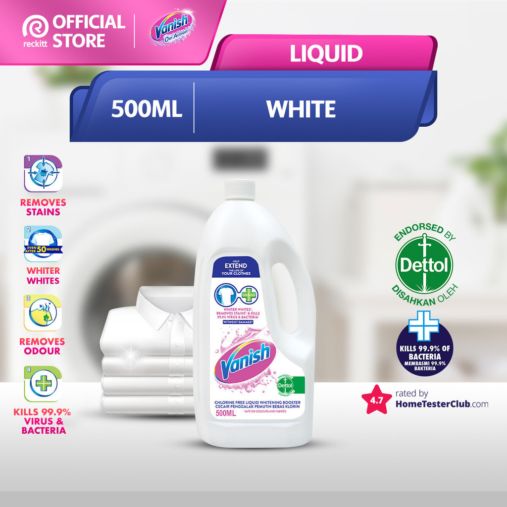 Vanish Crystal White Fabric Clothes Stain Remover Liquid 500ml | Shopee ...