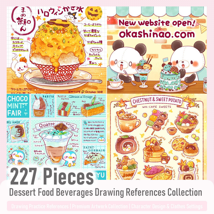 🔥 Drawing References Illustration - Dessert Food Beverages References ...
