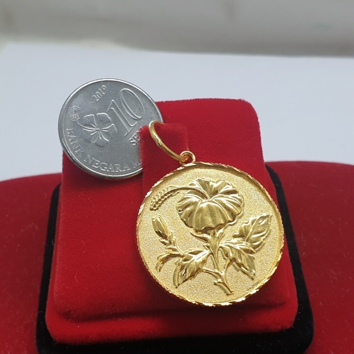 Emas916, Loket D3d Bunga Raya Coin Round Edge 2.5 cm Pd 7201 P N ...