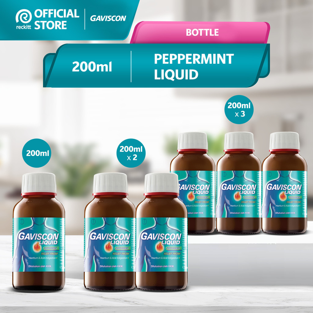 Gaviscon Liquid Peppermint Bottle 200ml/200ml x2/ 200ml x3 (Relief from ...