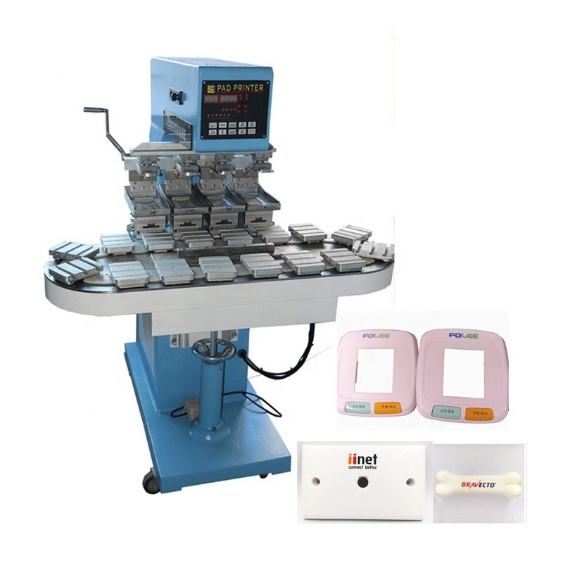 Four Colors Open Inkwell Pad Printer with Conveyor for Candle DVD Fan ...