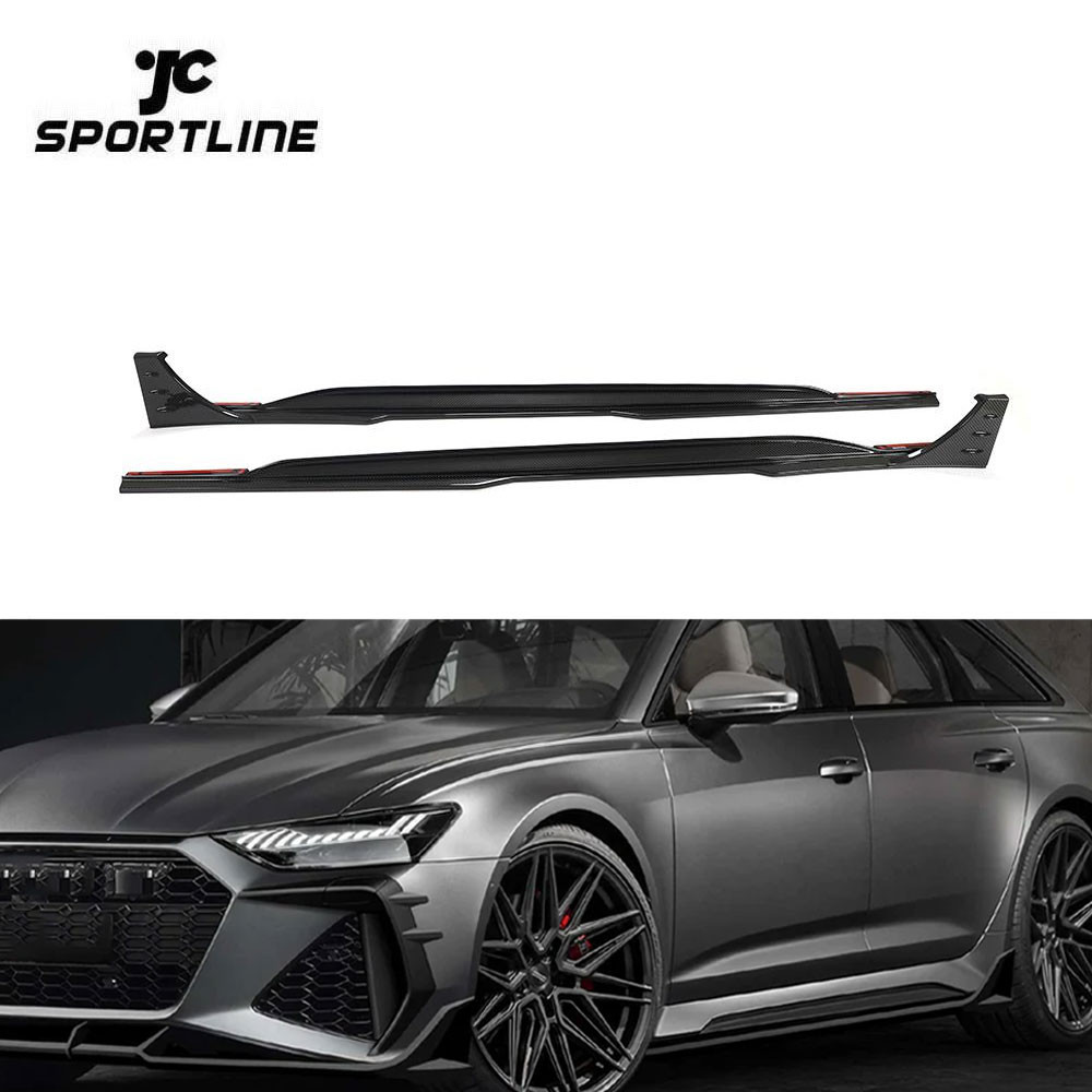Dry Carbon Fiber RS6 Car Side Skirts Lip for Audi RS6 A6 C8 Avant Wagon 4-Door 2019- 2021 ...