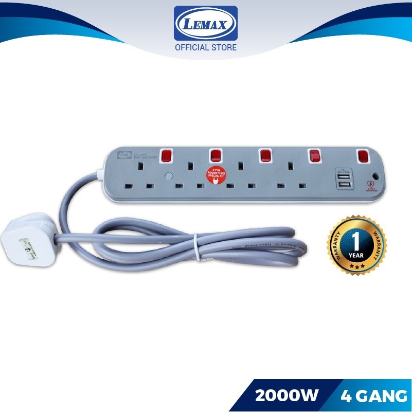 LMX 2, 3, 4 USB Extension Socket (SIRIM Plug Top) Surge Protection Fast ...