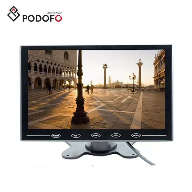 Podofo 9 Inch LCD Car Monitor Color Screen 2 Video Input VGA Support ...